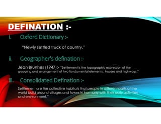 SETTLEMENT GEOGRAPHY,THERE TYPES AND ABOUT THAT. | PDF
