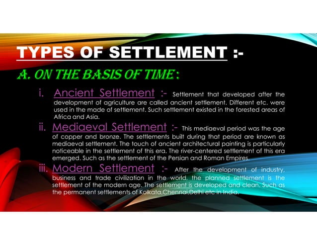 SETTLEMENT GEOGRAPHY,THERE TYPES AND ABOUT THAT. | PPT