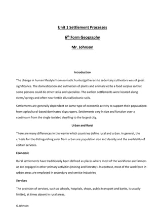 CAPE UNIT 1- MODULE 1- SETTLEMENTS | PDF