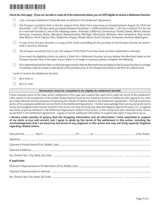 Groupon settlement voucher claim form | PDF | Law
