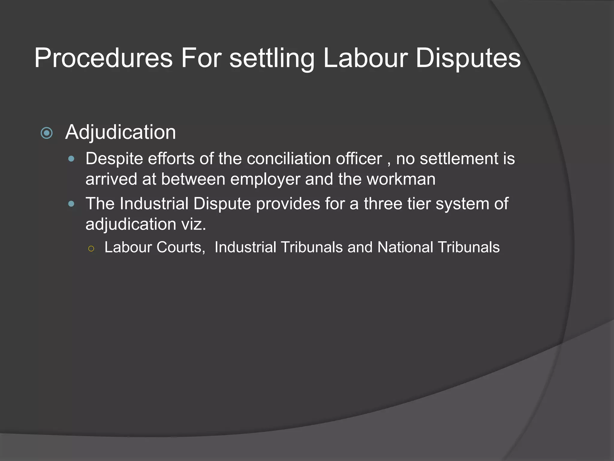 Methods Of Settling Labour Disputes | PPTX