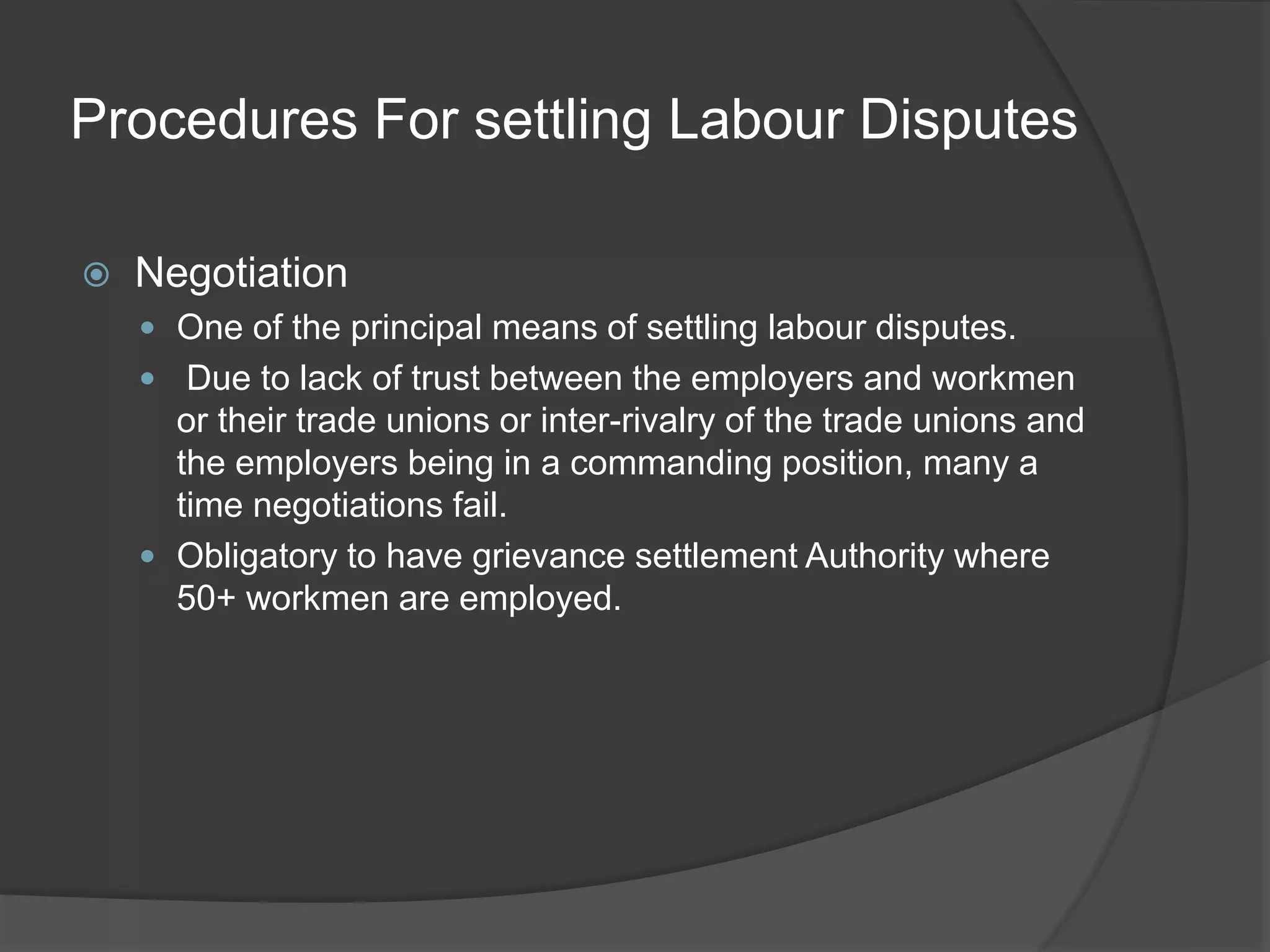 Methods Of Settling Labour Disputes | PPTX