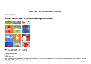 Setup web-application-testing-environment | PDF