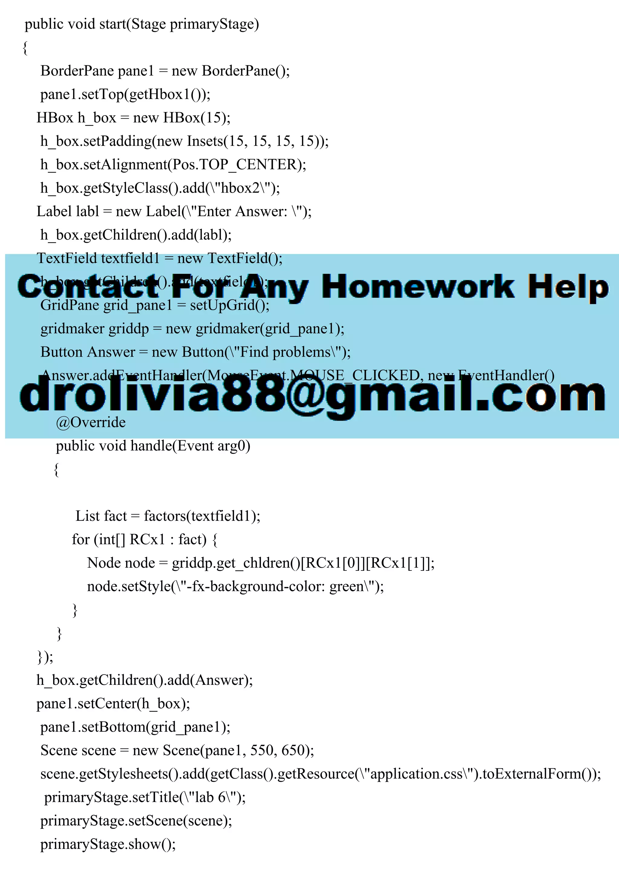 Set up a JavaFX GUI-based program that shows a 10 times 10 grid of la.pdf