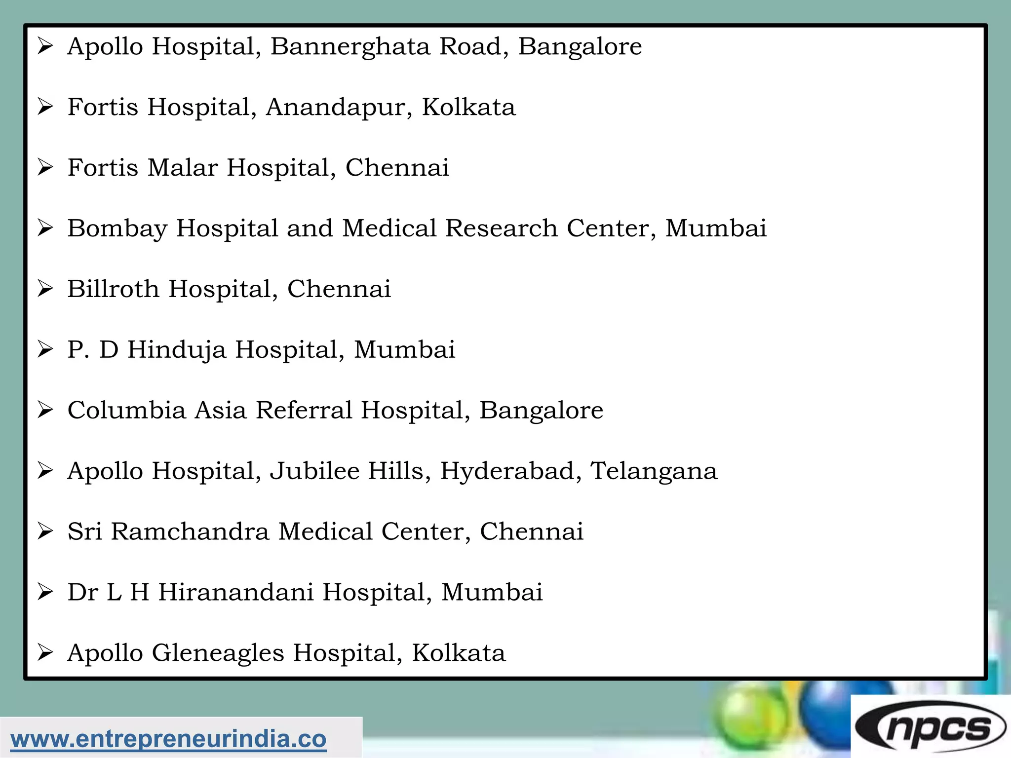 Setup a Private Hospital. Investment Opportunities in Healthcare Sector ...