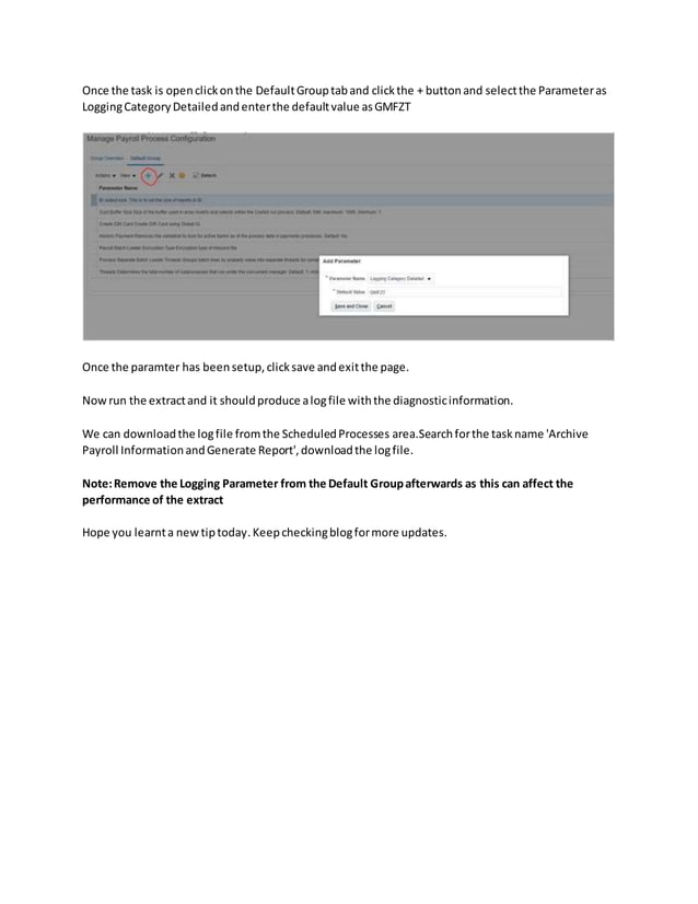 Setup gmfzt logging for an hcm extract | DOCX | Technology & Computing