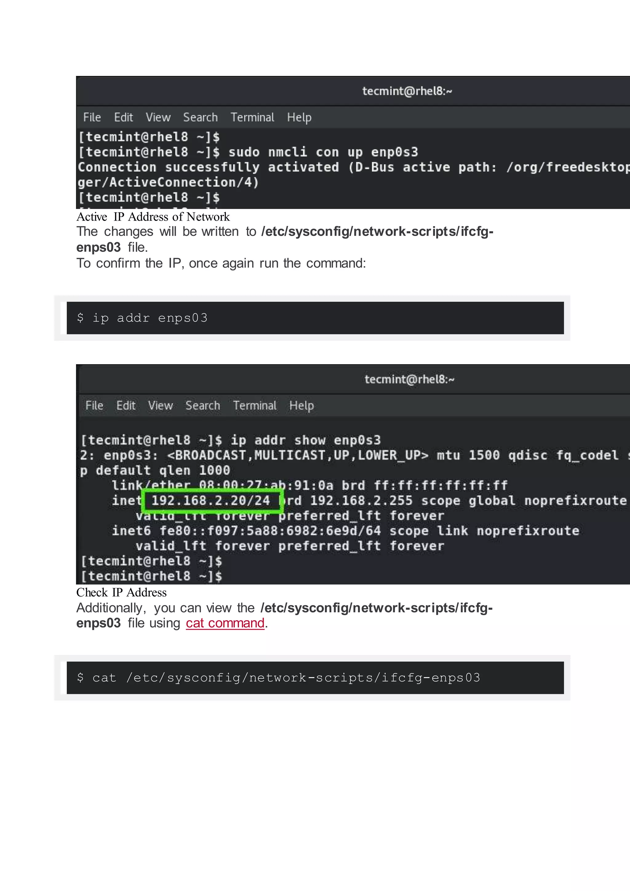 Setup Ip Address Manually Using Nmcli Command Pdf