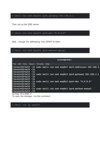 Setup ip address manually using nmcli command | DOCX