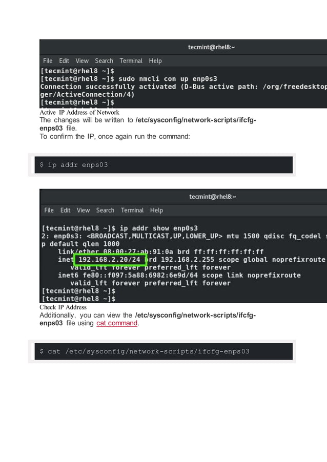 Setup Ip Address Manually Using Nmcli Command Pdf