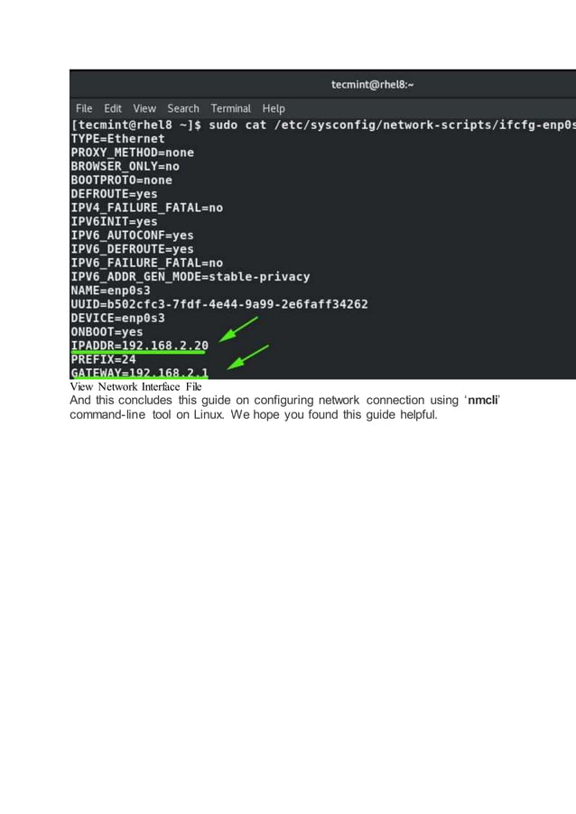 Setup Ip Address Manually Using Nmcli Command Pdf