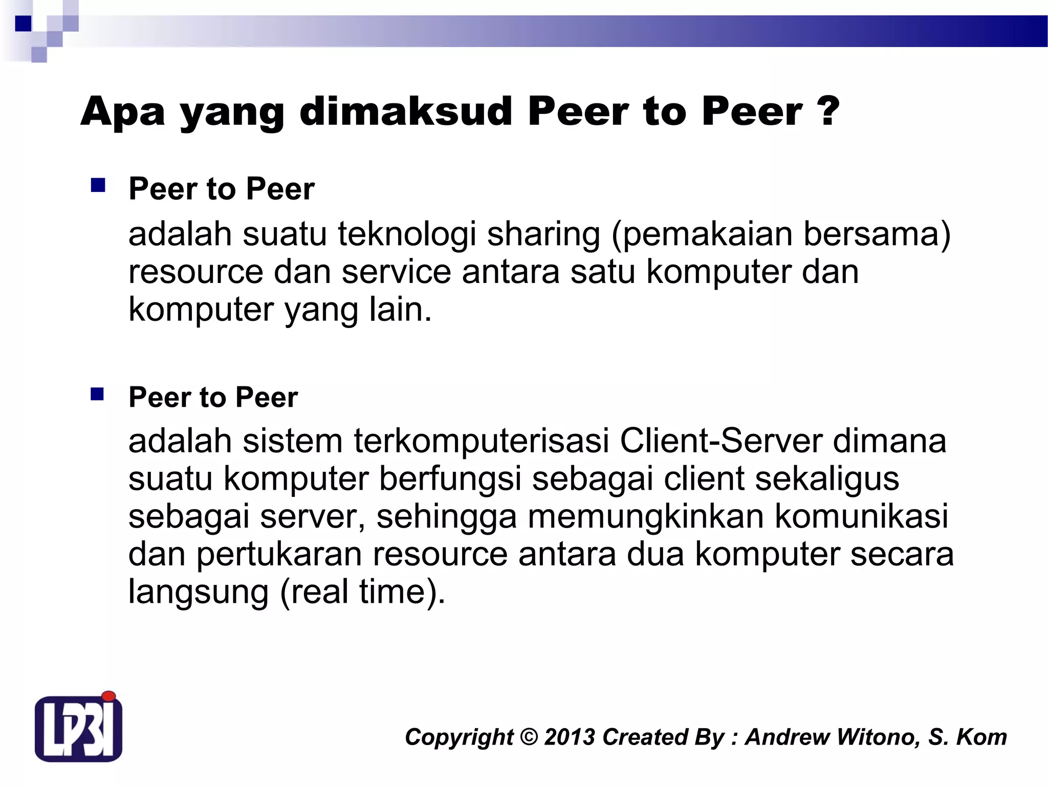 Setup jaringan peer to peer | PPT