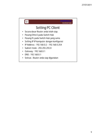 Setup MikroTik sebagai Gateway Router | PDF