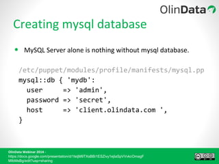 Webinar - Setup MySQL with Puppet | PPTX | Operating Systems | Computer Software and Applications