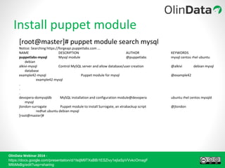 Webinar - Setup MySQL with Puppet | PPTX | Operating Systems | Computer Software and Applications