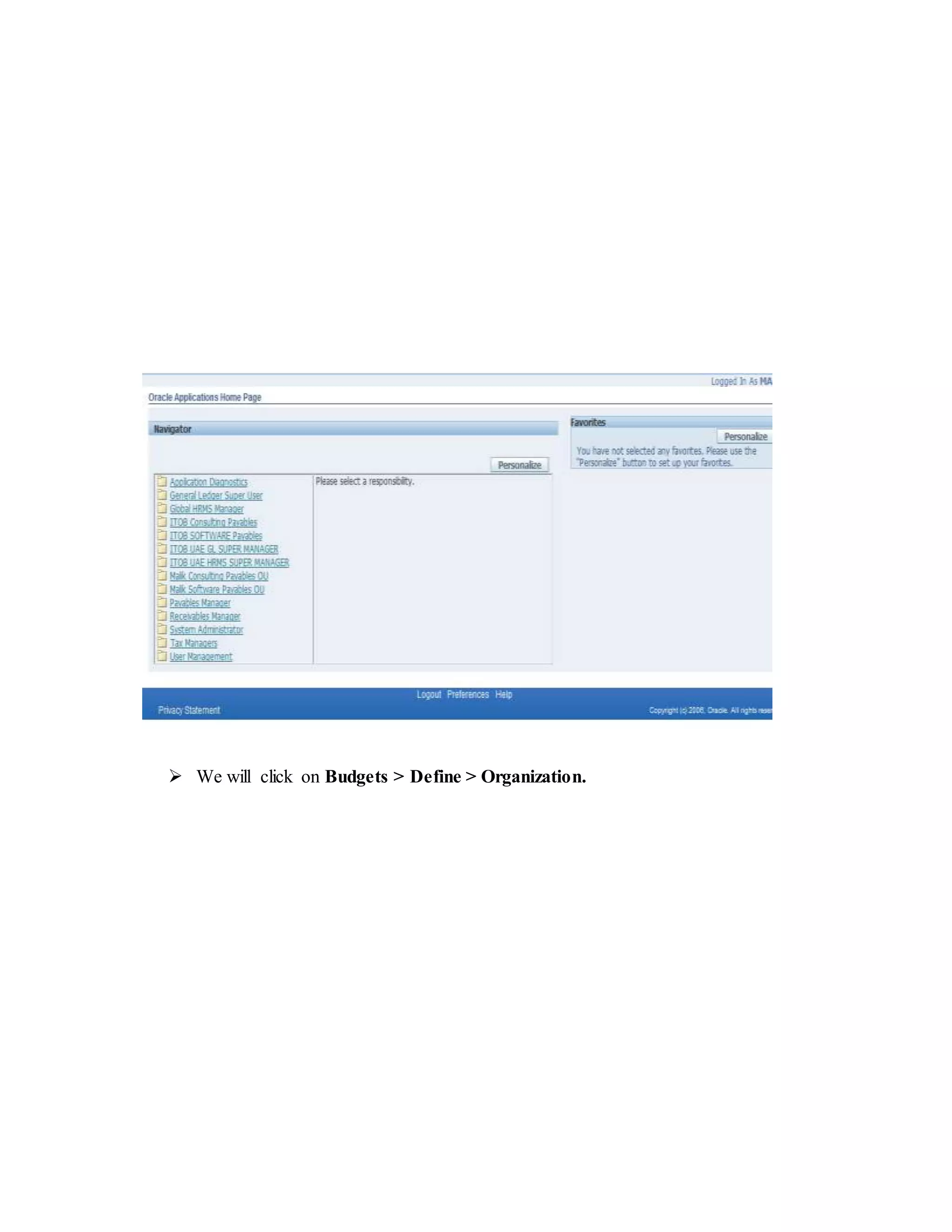 Setup of budget in oracle | DOCX