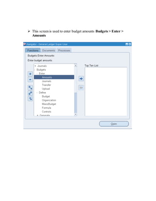 Setup of budget in oracle | DOCX