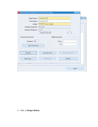 Setup of budget in oracle | DOCX