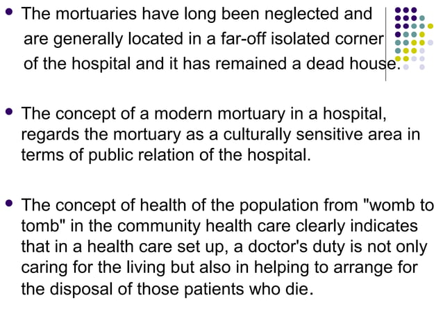 mortuary and its setup | PPT | Infectious Diseases | Diseases and ...