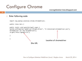Setup of project in web driver | PPT