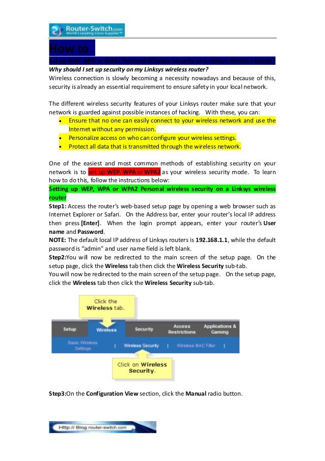 Set Up Wep Wpa Or Wpa2 Personal Wireless Security On A Linksys Wirel