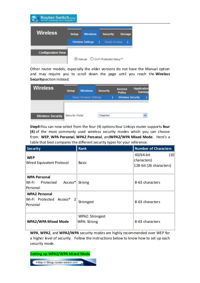 Set Up Wep Wpa Or Wpa2 Personal Wireless Security On A Linksys Wirel
