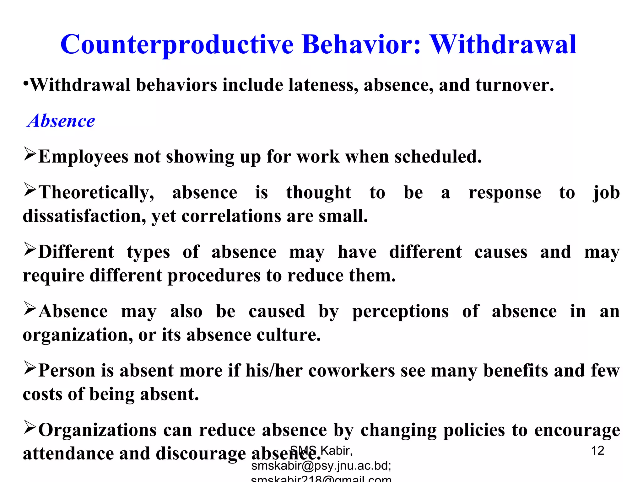 Productive and Non-productive Behavior | PPT
