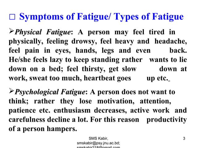 Fatigue | PPT | Diseases and Conditions | Medical Health