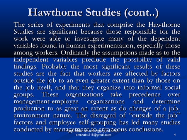 Hawthorne Studies | PPT