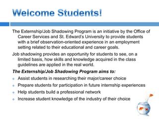 Externship job shadowing orientation fall 2013 | PPTX | Women\'s ...