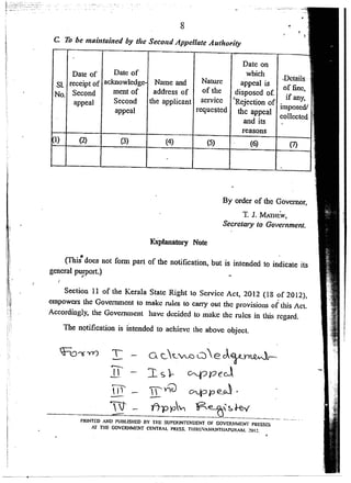 Right To Service Act 2012-KERALA | PDF