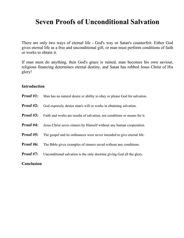 Seven proofs of unconditional salvation | DOC