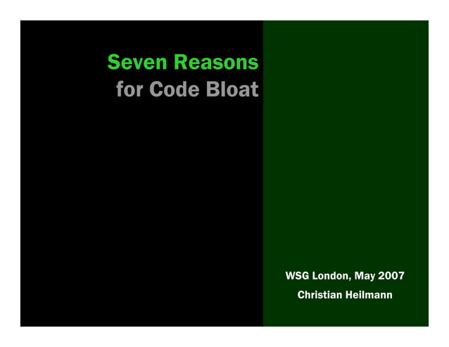Seven Reasons for Code Bloat | PDF