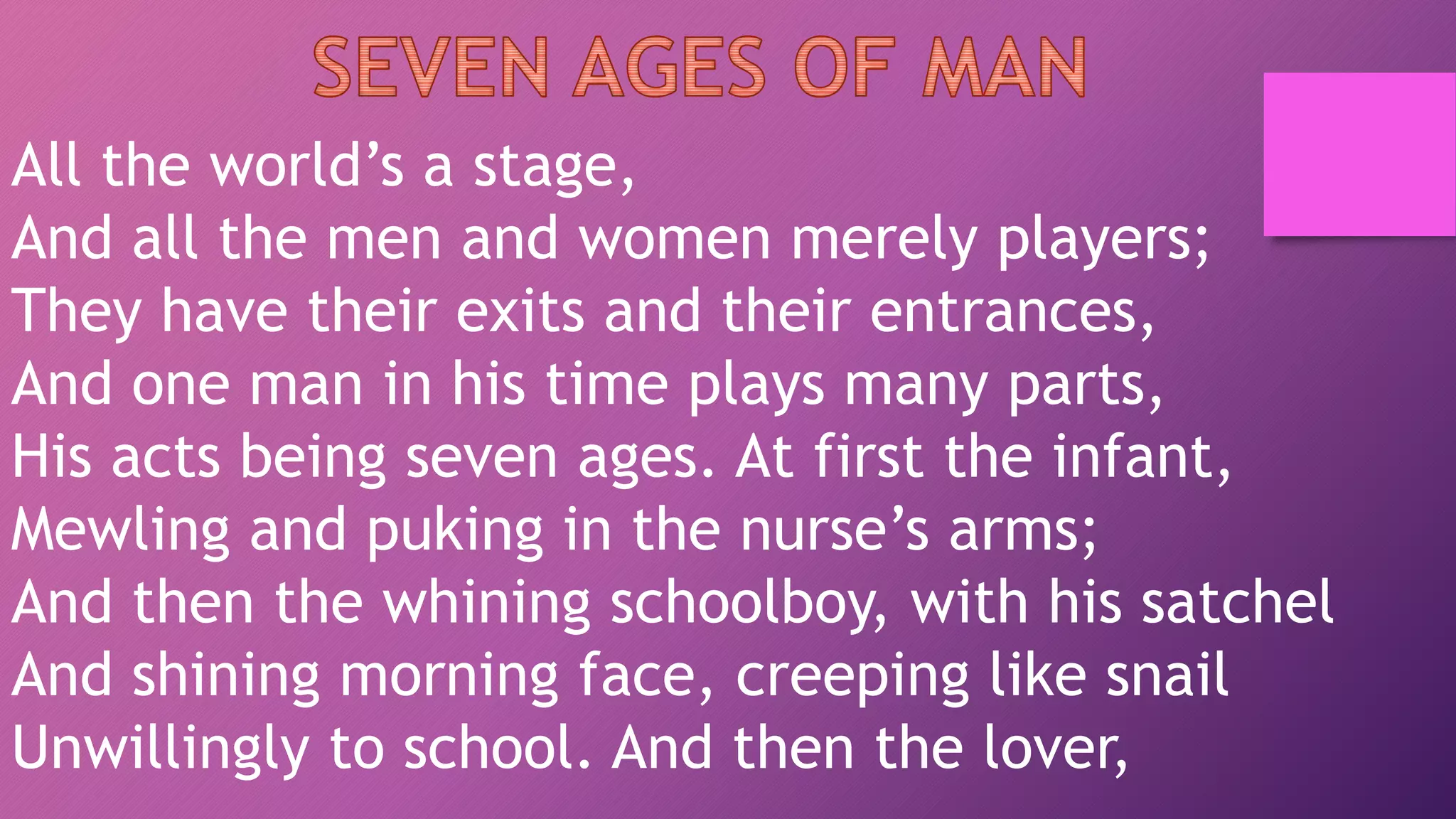 Seven ages of man | PPTX