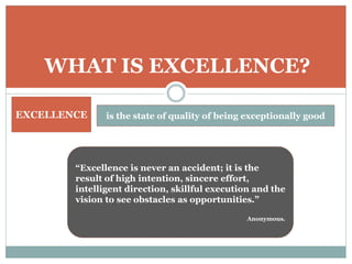 Seven areas of excellence | PPT