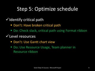 Seven Basic Steps to Build Realistic Schedule in Project 2010 | PPTX