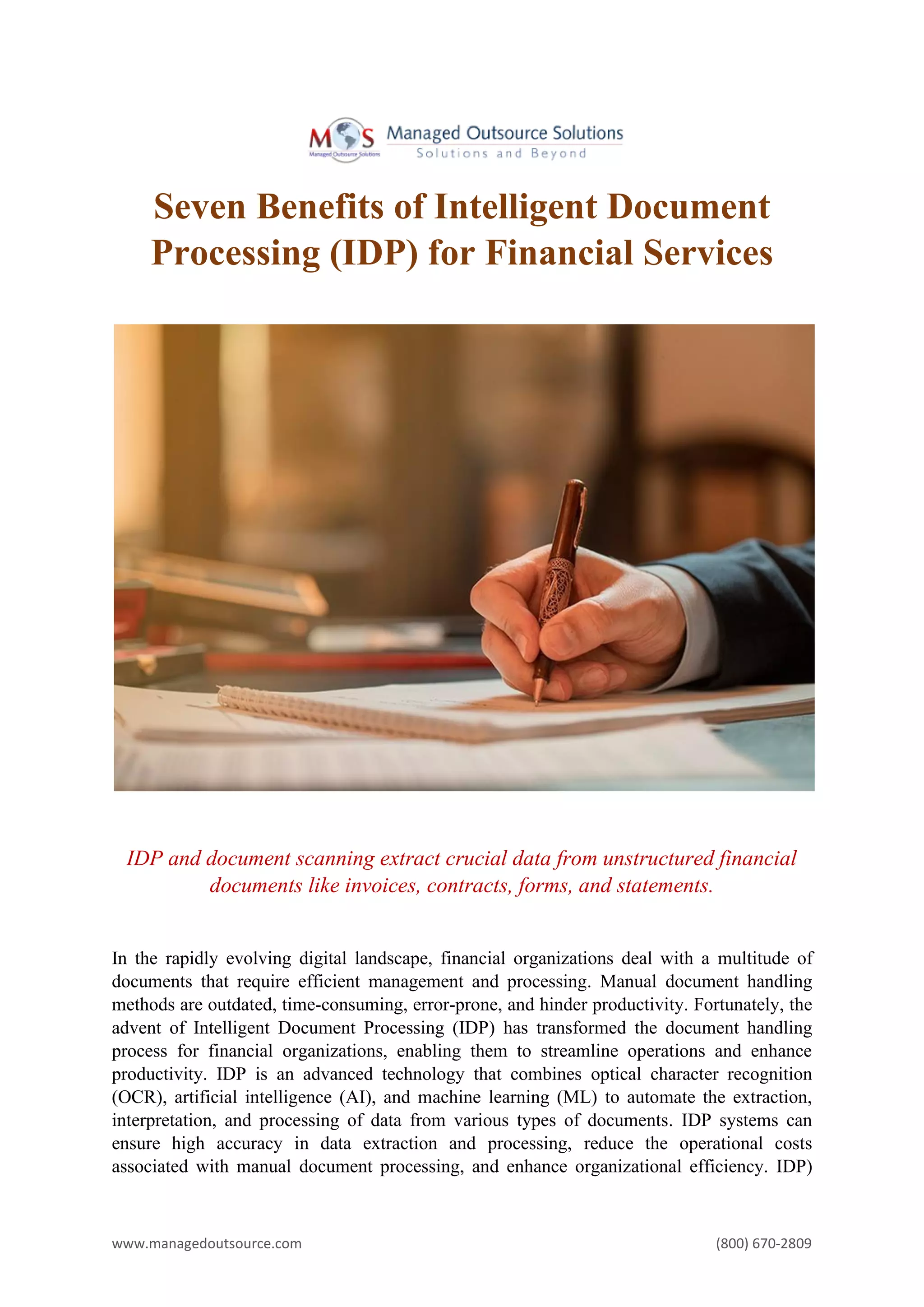 Seven Benefits of Intelligent Document Processing (IDP) for Financial ...