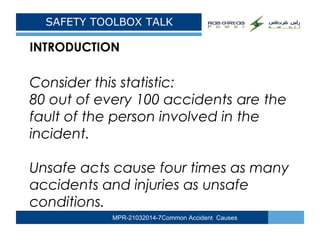 SAFETY TOOLBOX TALK: Seven Common Accident Causes | PPT