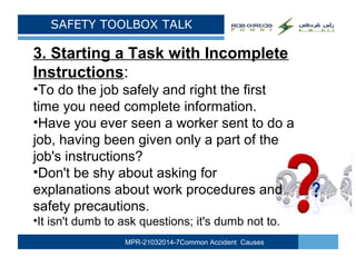 SAFETY TOOLBOX TALK: Seven Common Accident Causes | PPT