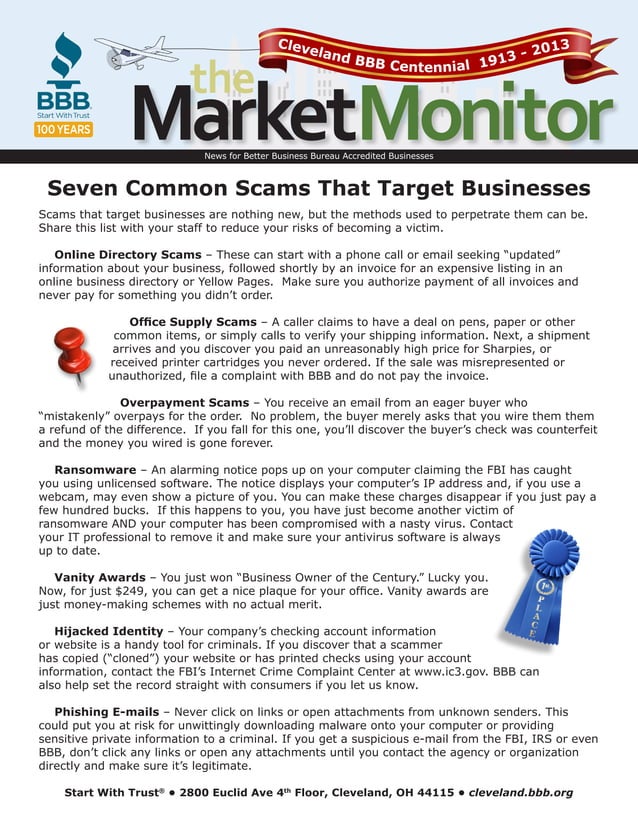 Seven Common Scams That Target Businesses | PDF