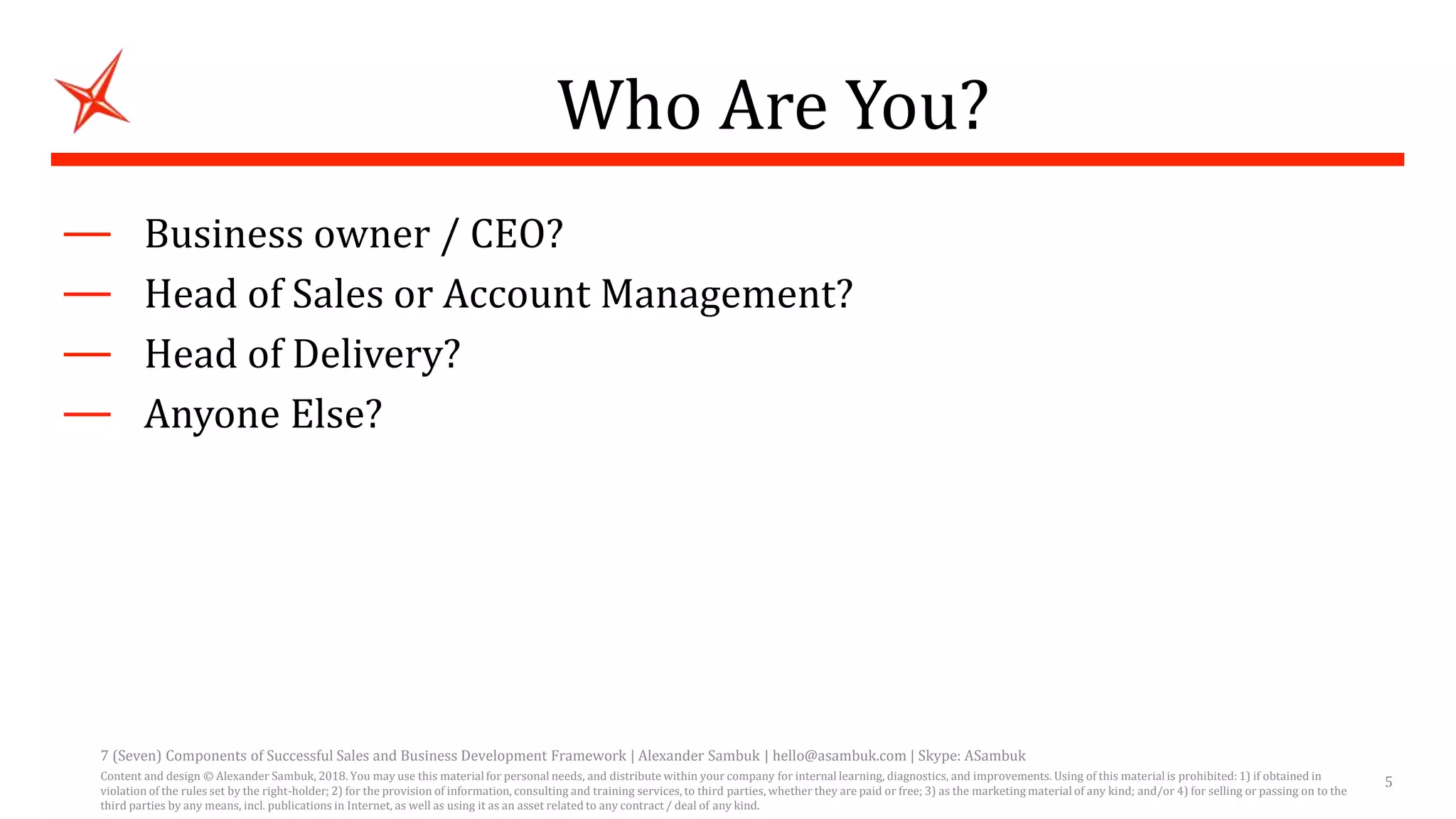 Seven components of successful sales and business development framework ...