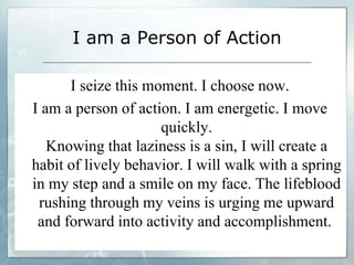 I am a person of action | PPTX