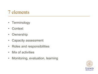Seven elements for capacity development for disaster risk reduction | PPT