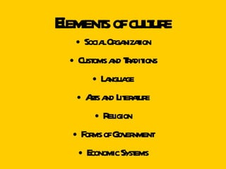 Seven elements of culture | PPT