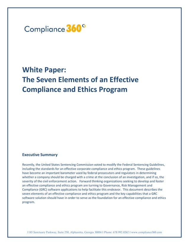 Seven Elements Of Effective Compliance Programs | PDF