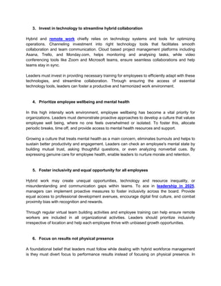 Seven Essential Hybrid Work Tips for Leaders in 2025 | PDF