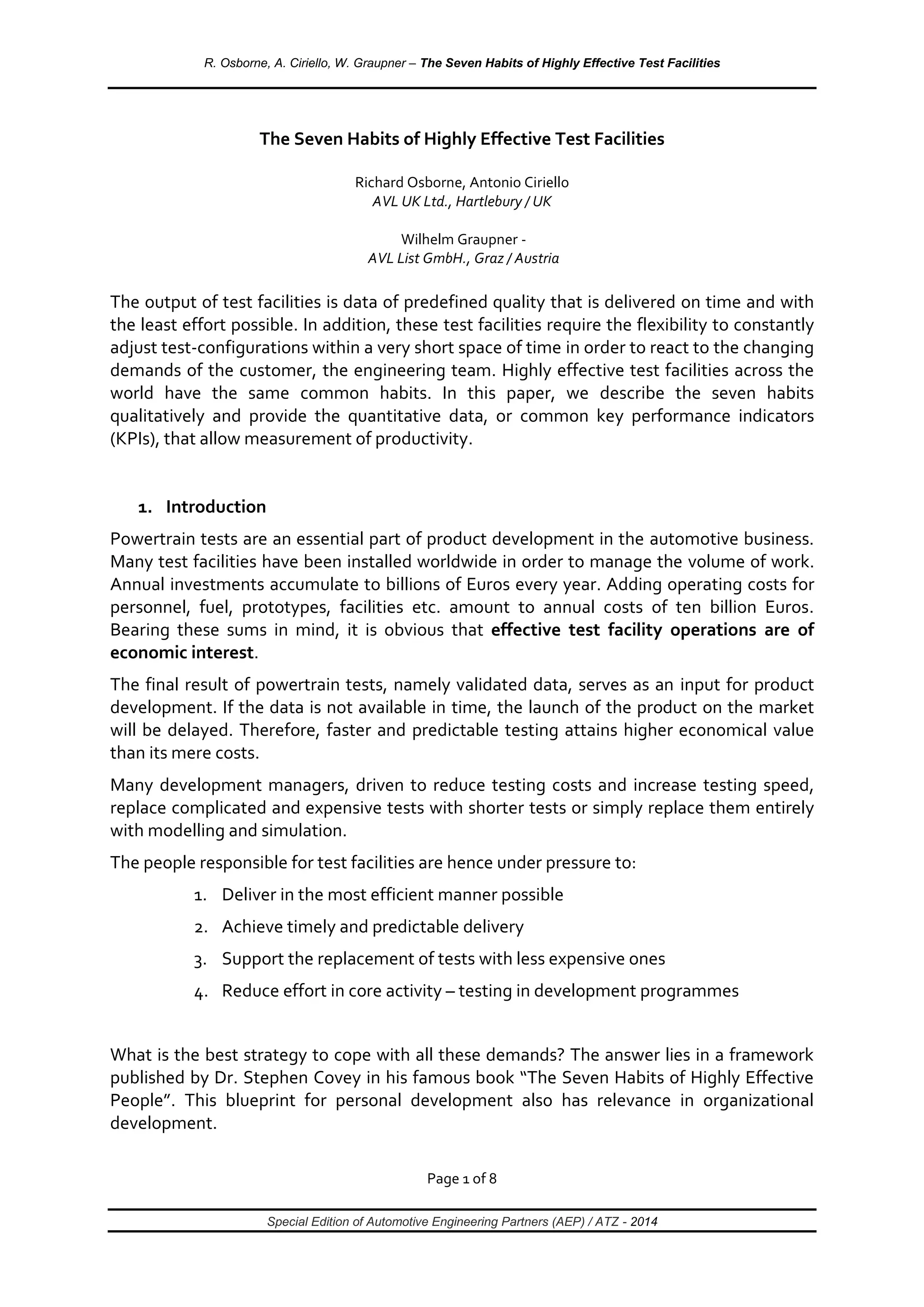 The Seven Habits of Highly Effective Test Facilities | PDF