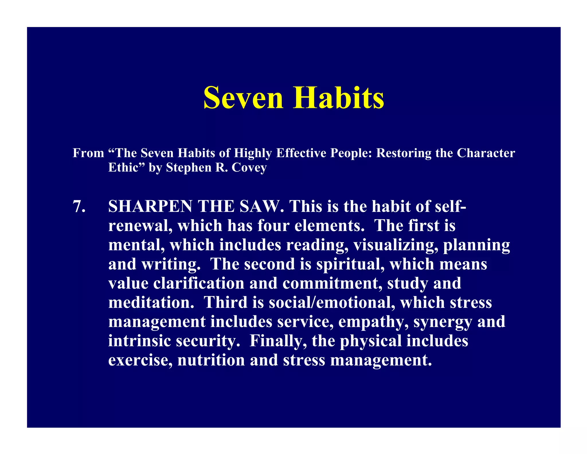 Seven habits of highly effective people | PDF