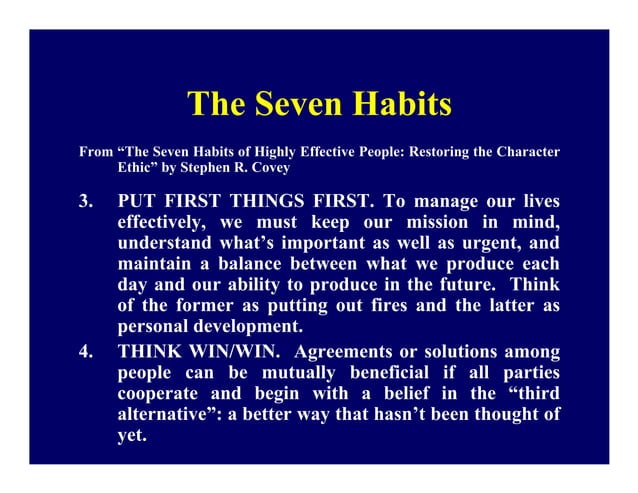 Seven habits of highly effective people | PPT