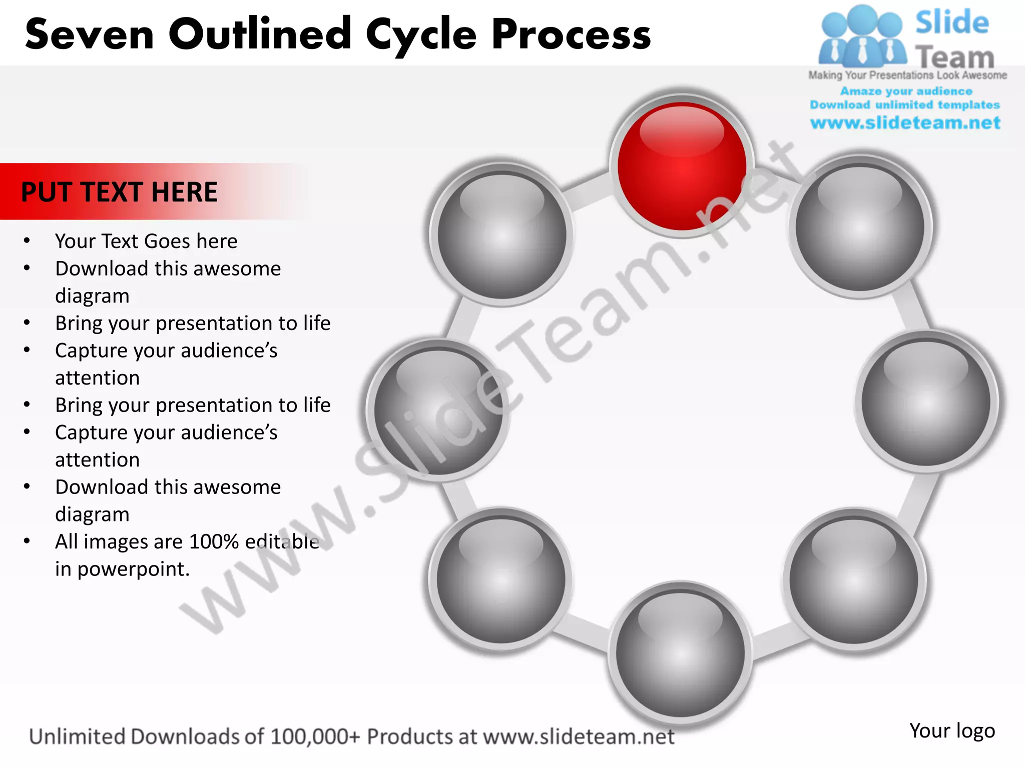 Seven outlined cycle process powerpoint templates 0712 | PDF ...