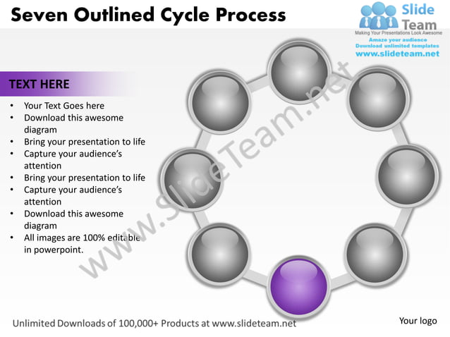 Seven outlined cycle process powerpoint templates 0712 | PDF ...